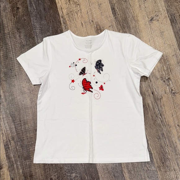 Studio Works | Tops | Studio Works White Top With Red And Blue ...